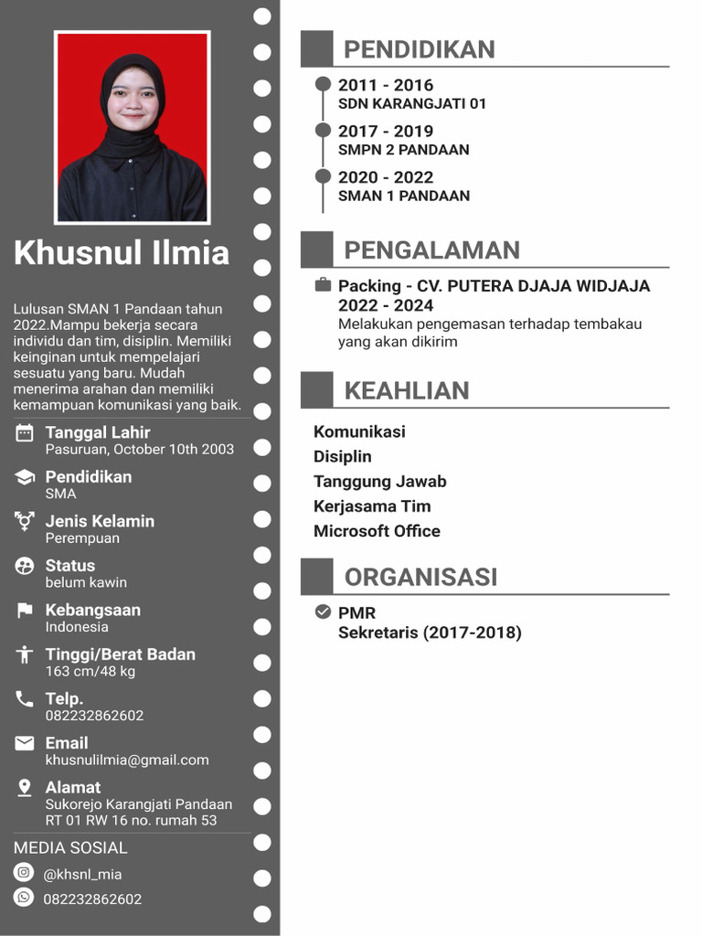 CV Khusnul Ilmia | PDF