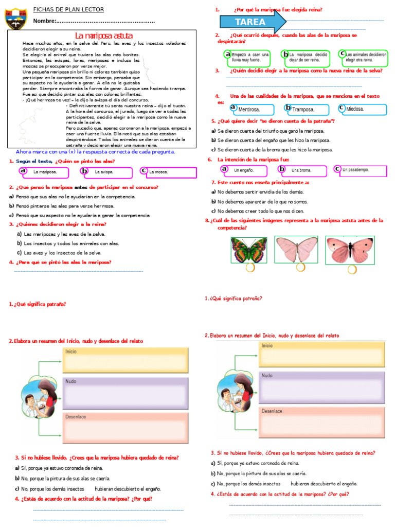 Fichas de Plan Lector | PDF