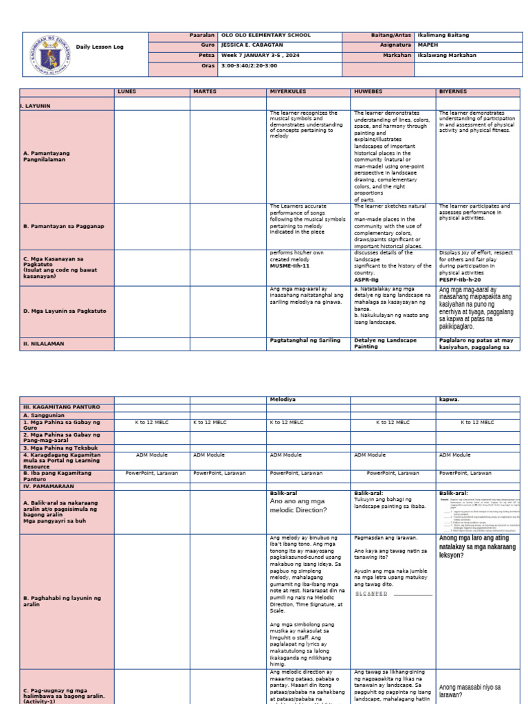 DLL-WEEK-8-MAPEH | PDF