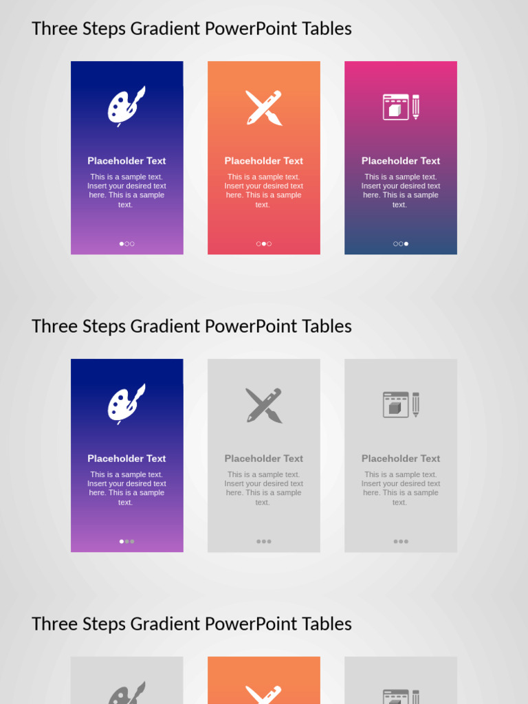Three Steps Gradient Tables for PowerPoint | PDF