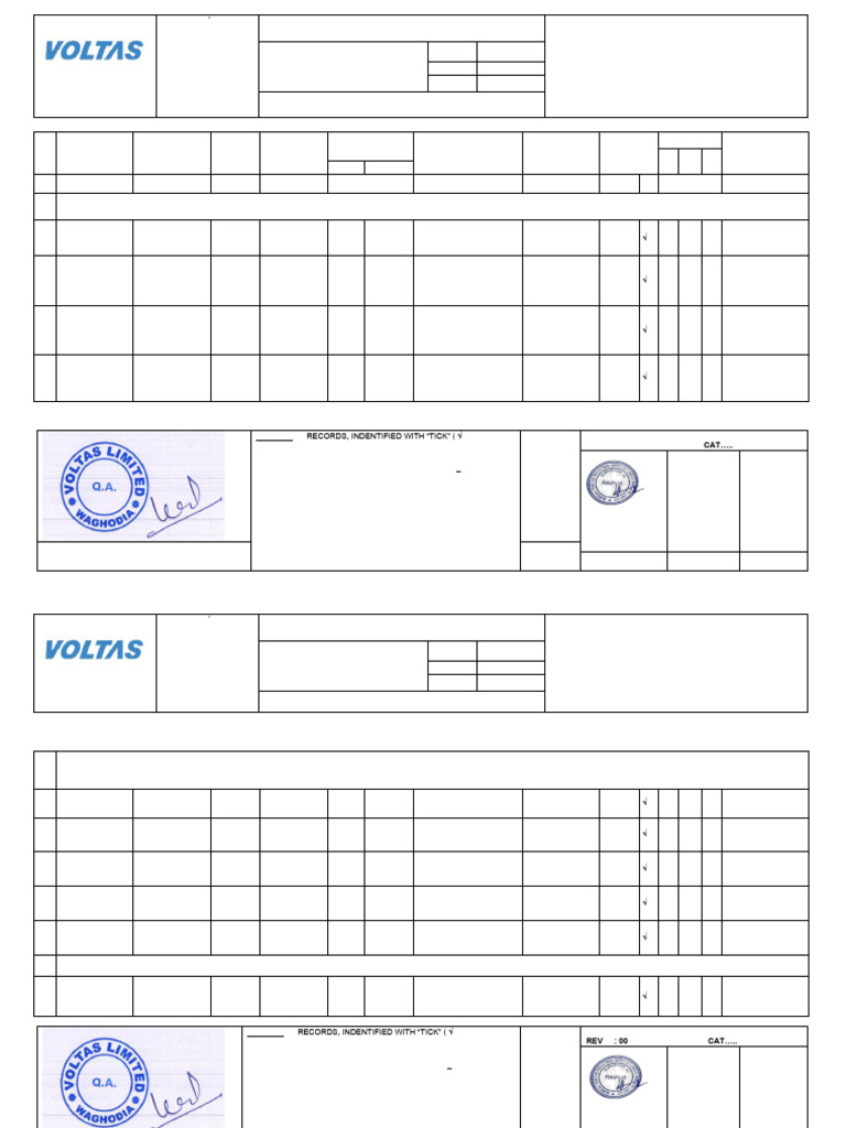 Voltas Split Evaporating Units Quality Plan | PDF | Electricity ...