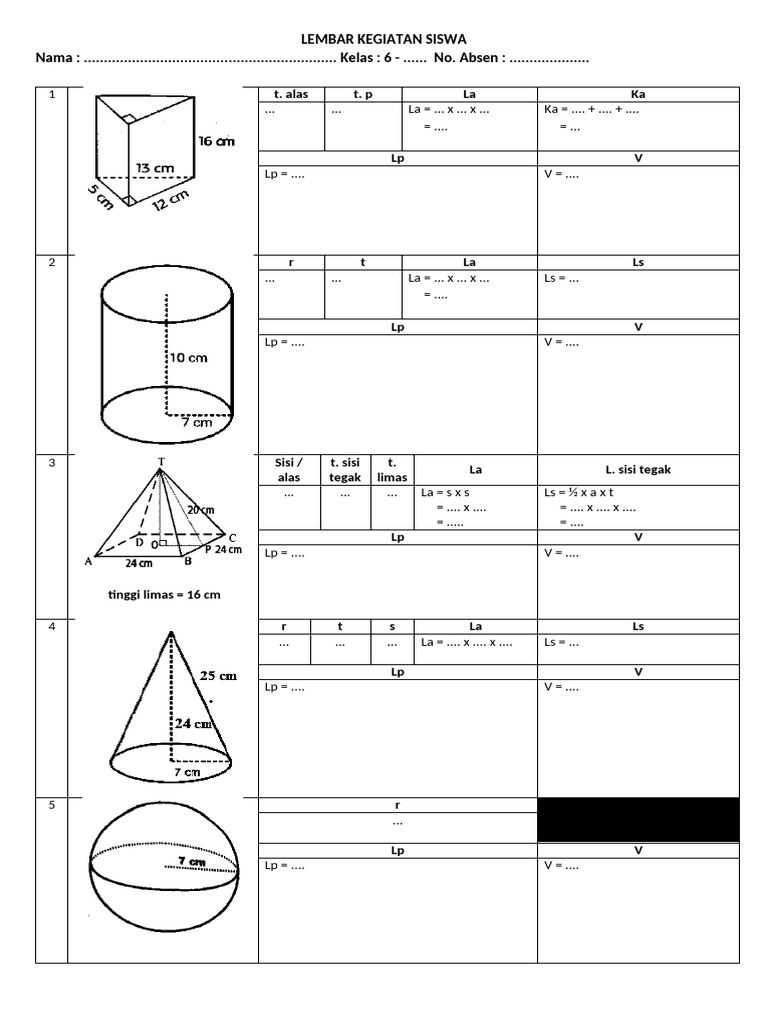 LATIHAN SOAL BANGUN RUANG MATEMATIKA Kelas 6 | PDF