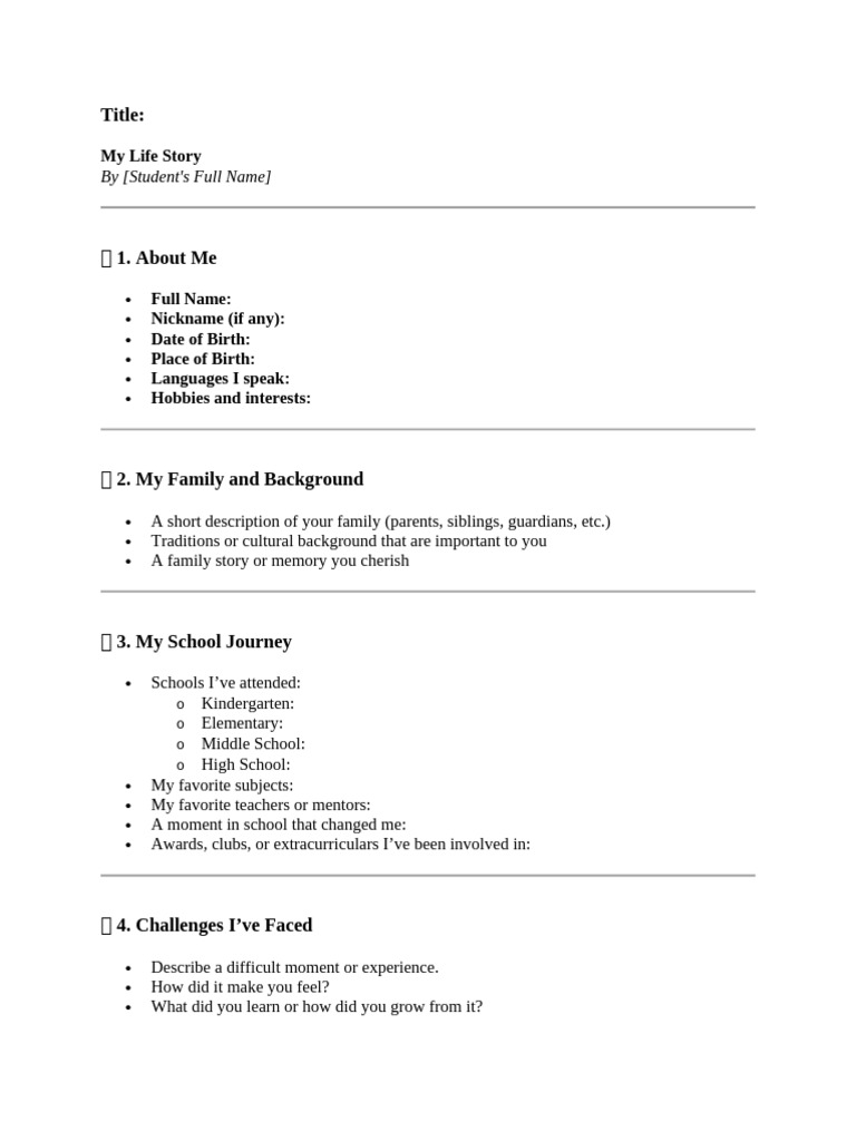 My Life Story Template | PDF