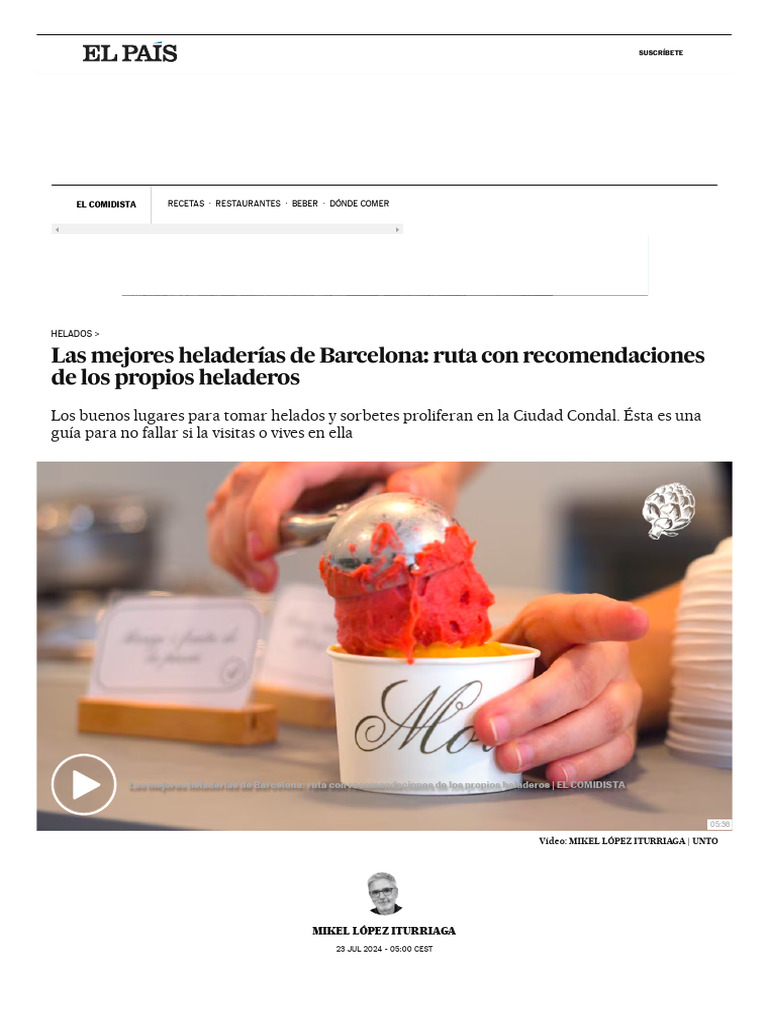 Las Mejores Heladerías de Barcelona | PDF | Helado | Confitería