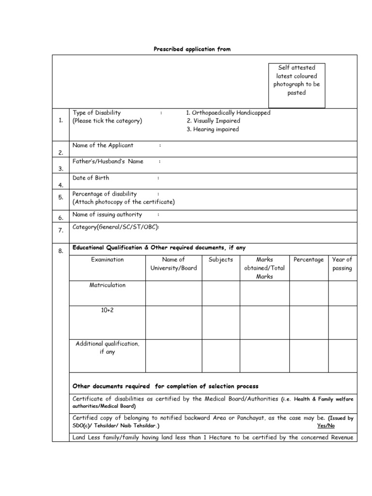 Disability Application Form Guidelines | PDF