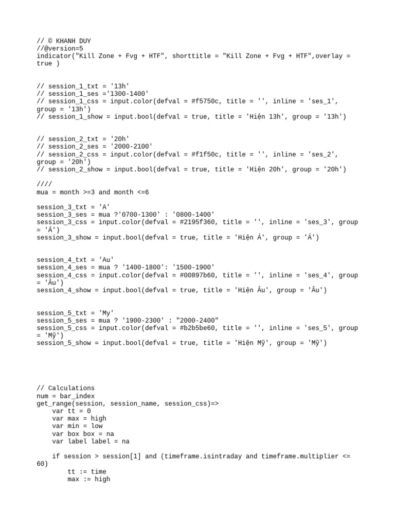 Kill Zone Indicator for Trading Sessions | PDF | Computer Programming ...