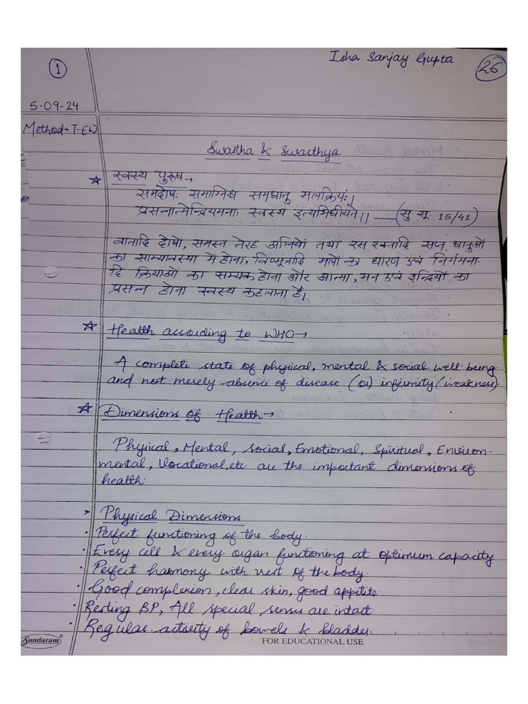 Roll No 26 Swastha and Swasthya | PDF
