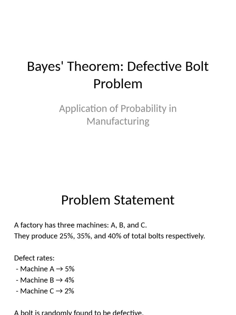 Ba Yes Theorem Defective Bolt Problem | PDF
