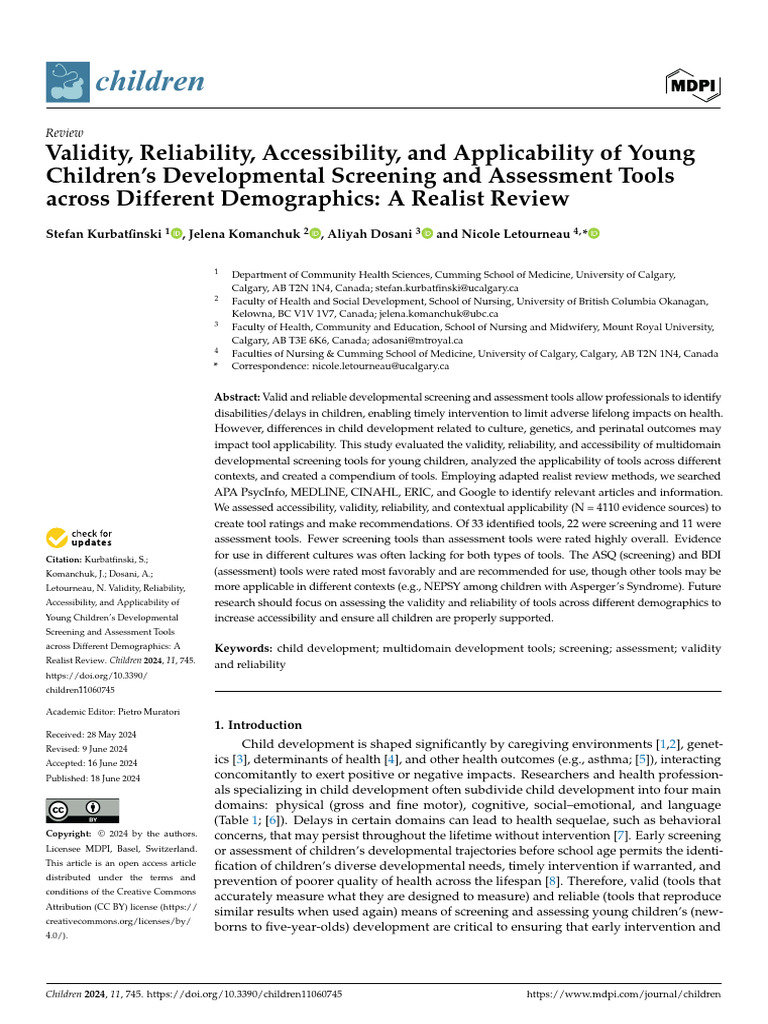 Validity of Child Development Tools | PDF | Validity (Statistics ...