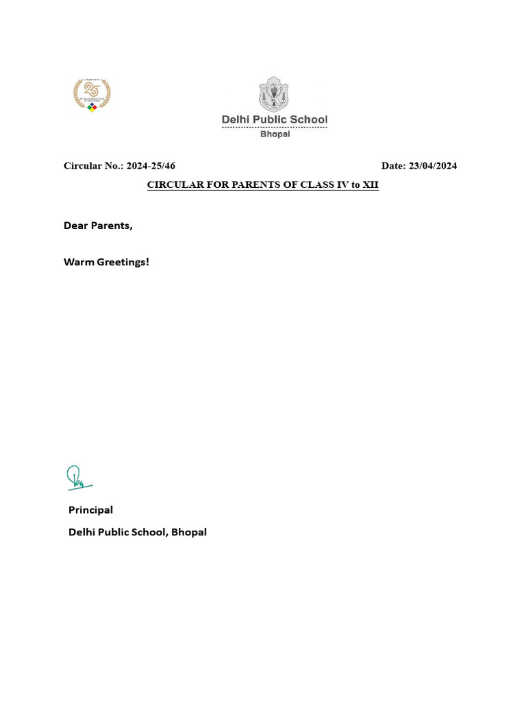 Circular 20240423200422 Circular For Parents of Classes IV To Xii | PDF
