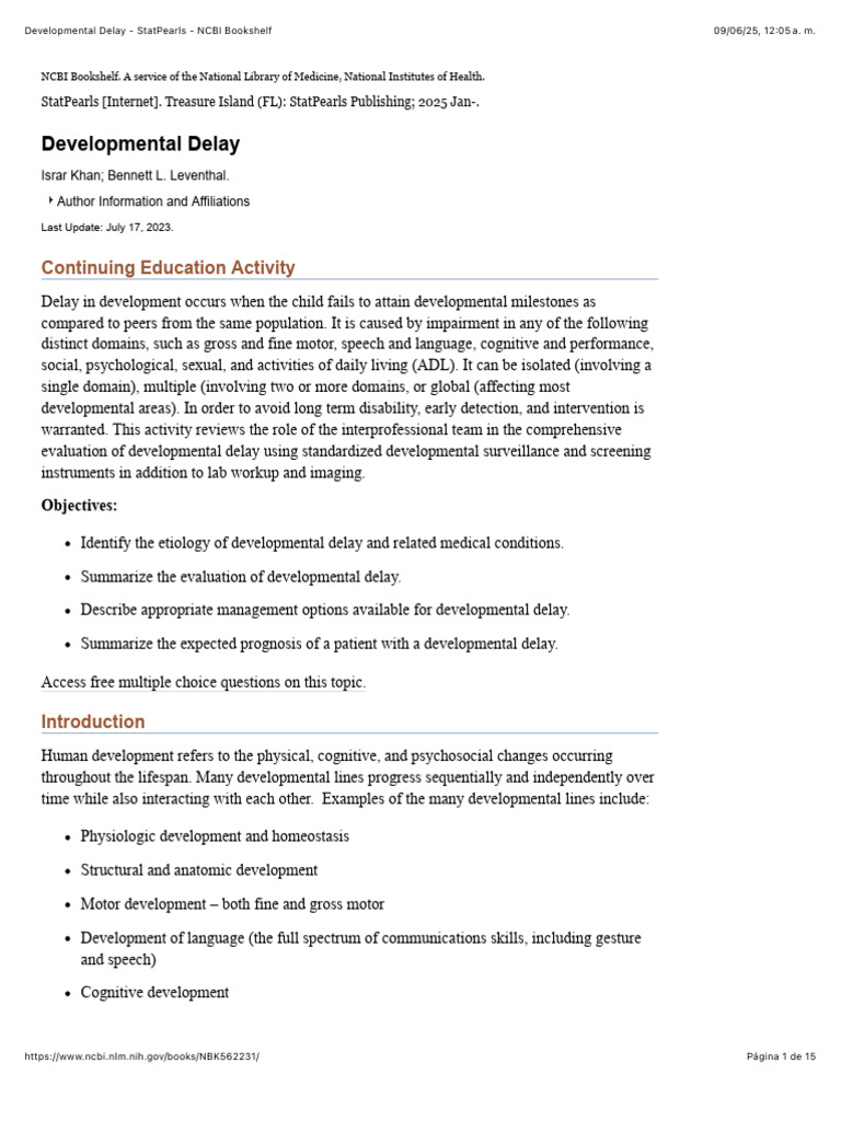 Overview of Developmental Delay | PDF | Intellectual Disability | Pregnancy