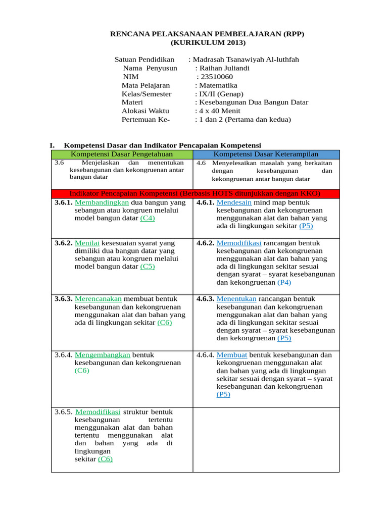 Raihan Juliandi RPP, LKPD, Instumen Uts b1 2023 | PDF