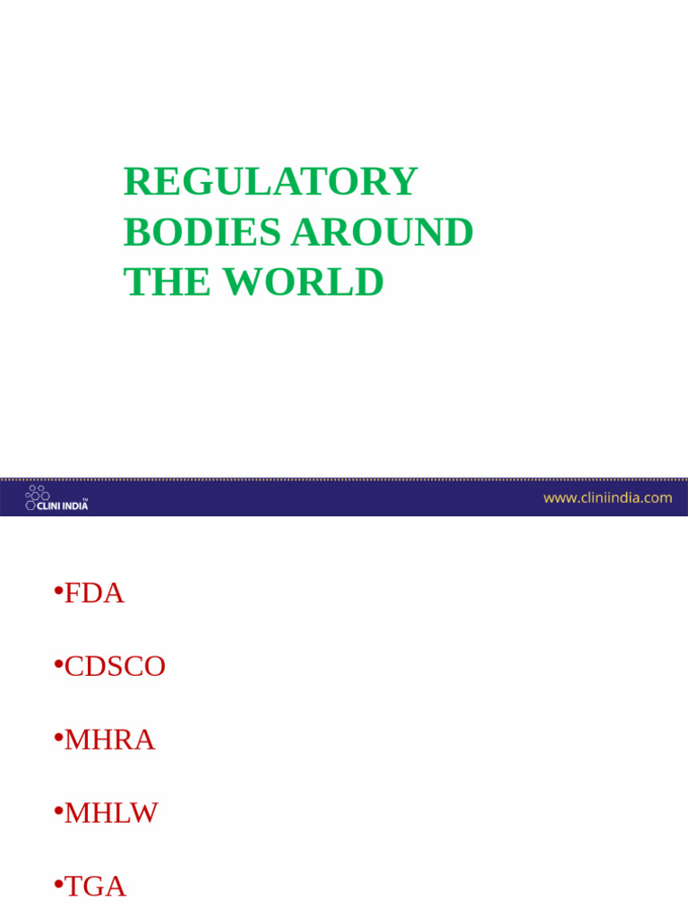 Global Regulatory Bodies Overview | PDF | Medical Device | Clinical Trial