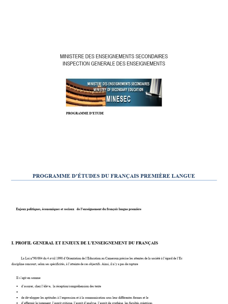 Programme Français Seconde 2018 | PDF | Lexique | Lexicologie