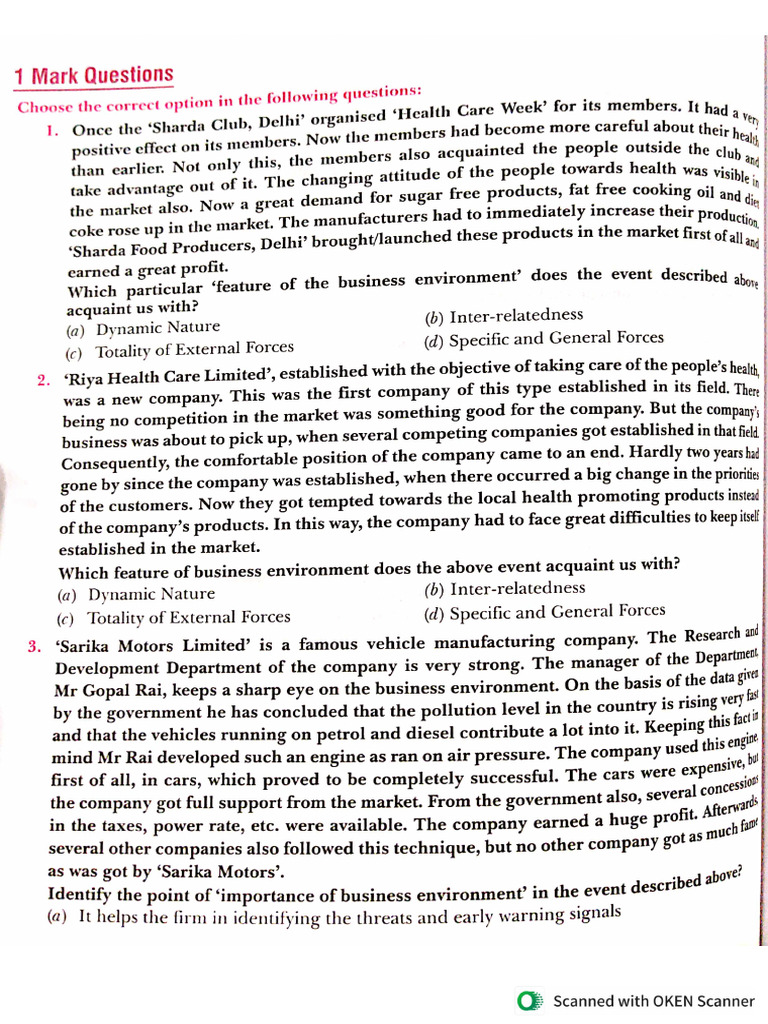 Business Environment Questions | PDF