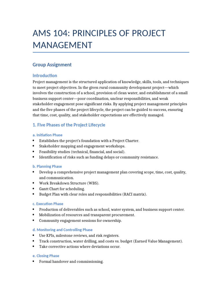 AMS104 Project Management Assignment | PDF | Project Management | Business