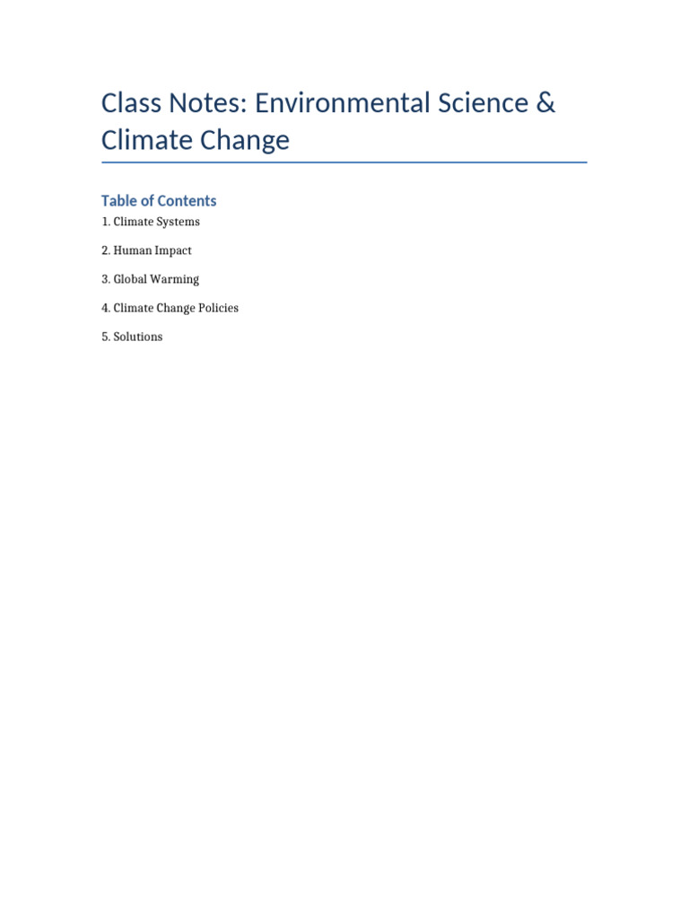 ClassNotes EnvironmentalScience | PDF | Greenhouse Effect | Climate