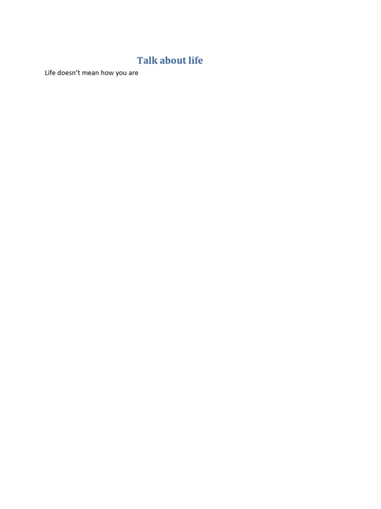 Talk About Life | PDF