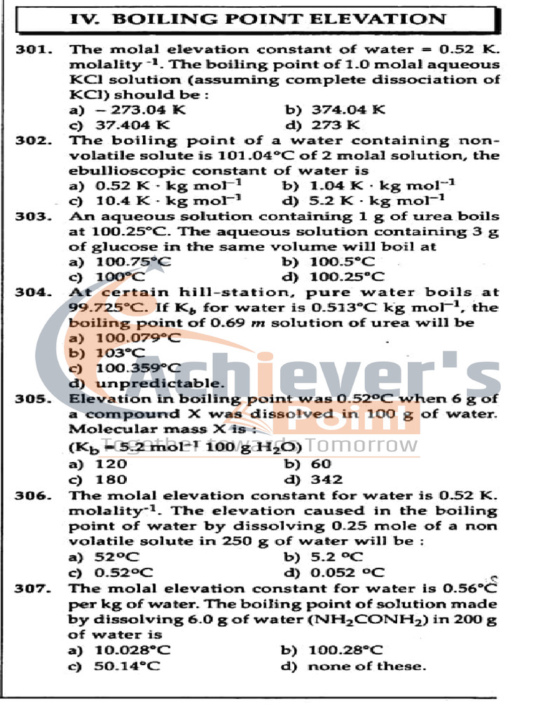 Solution DPP - Elevation in B.P Temperature | PDF | Water | Chemistry