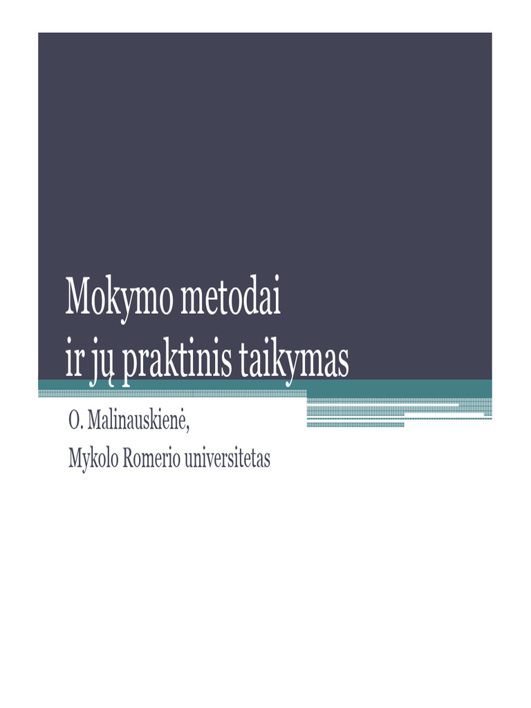 2. Mokymo Metodai Ir Ju Praktinis Taikymas | PDF