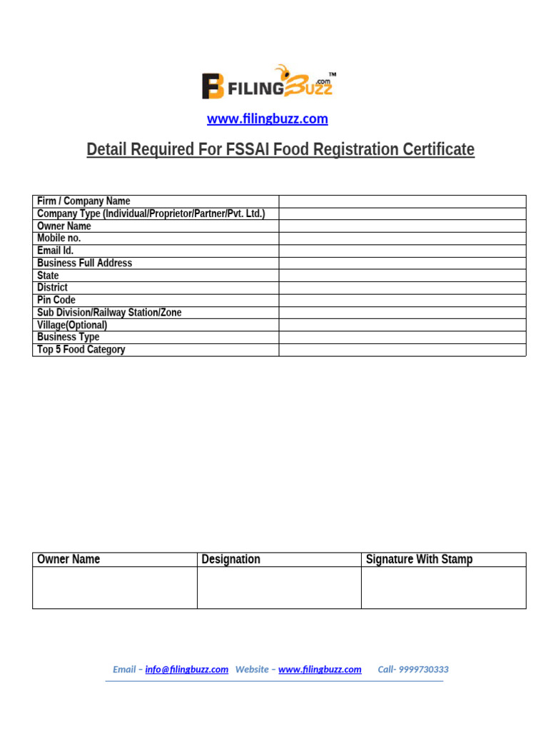 Fssai Application Form | PDF