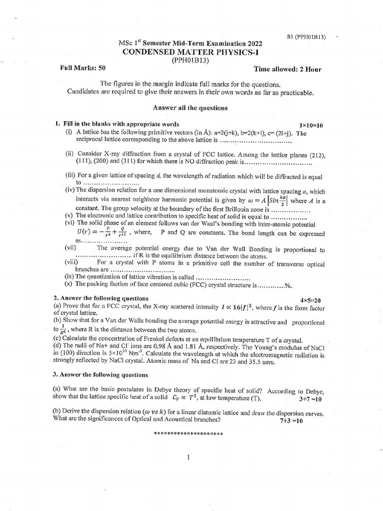 MSC Phy Chy Math FirsttoFourth 202223 | PDF