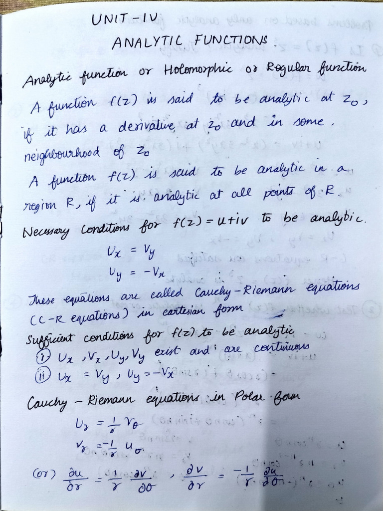 Unit 4 Analytic Functions | PDF