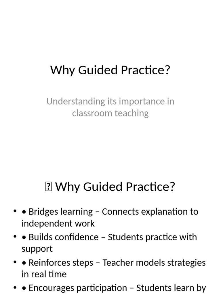 Importance of Guided Practice in Teaching | PDF
