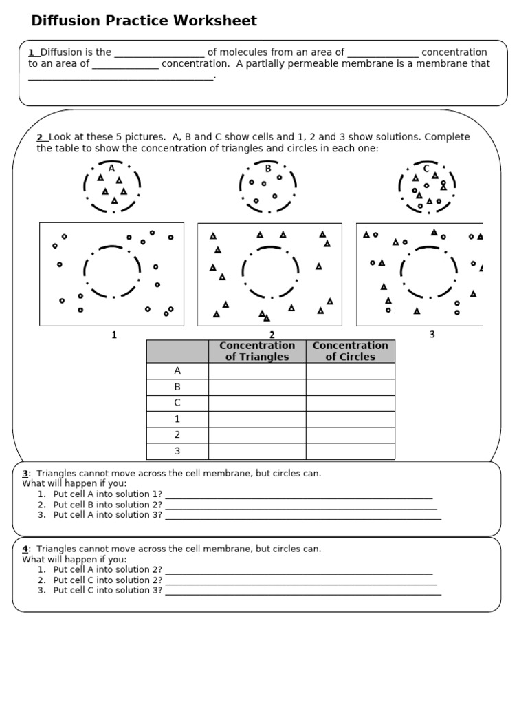 Task 1 Diffusion Worksheet | PDF