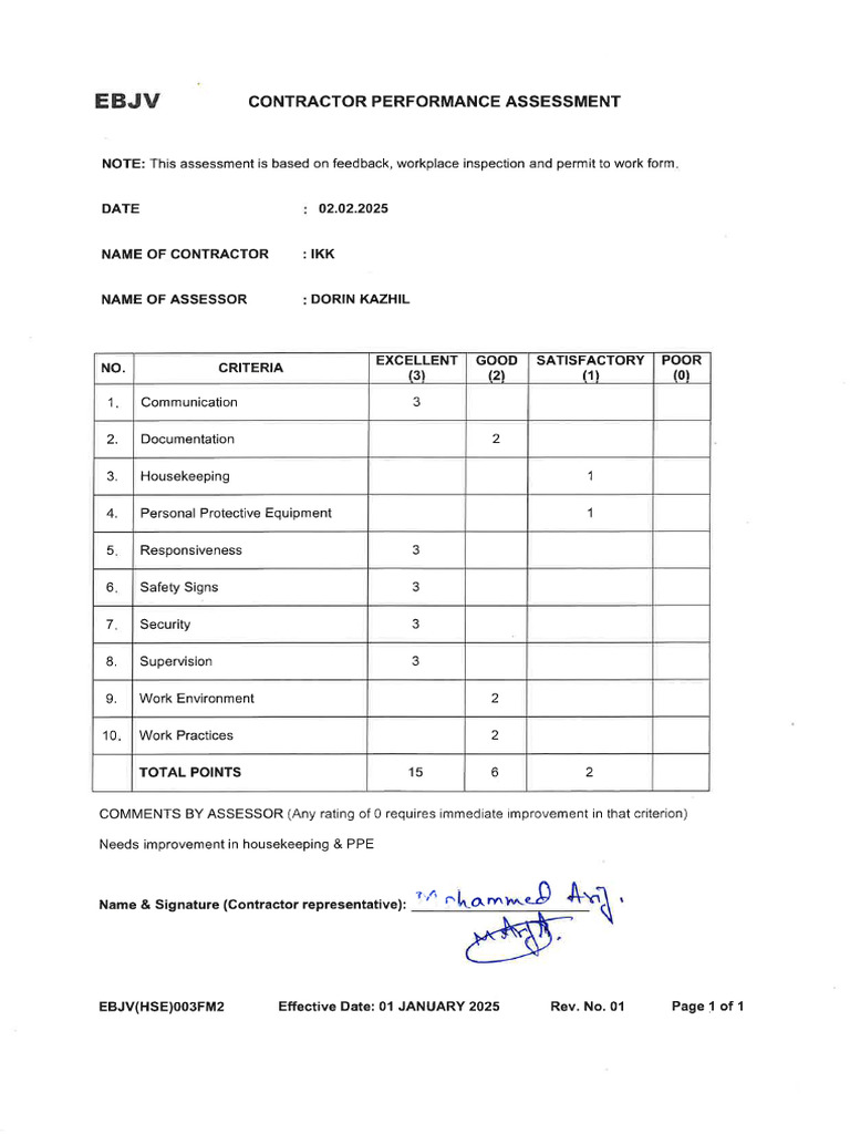 EBJV - E02.2 - Contractor & Sub-Contractor Internal AssessmentReport ...