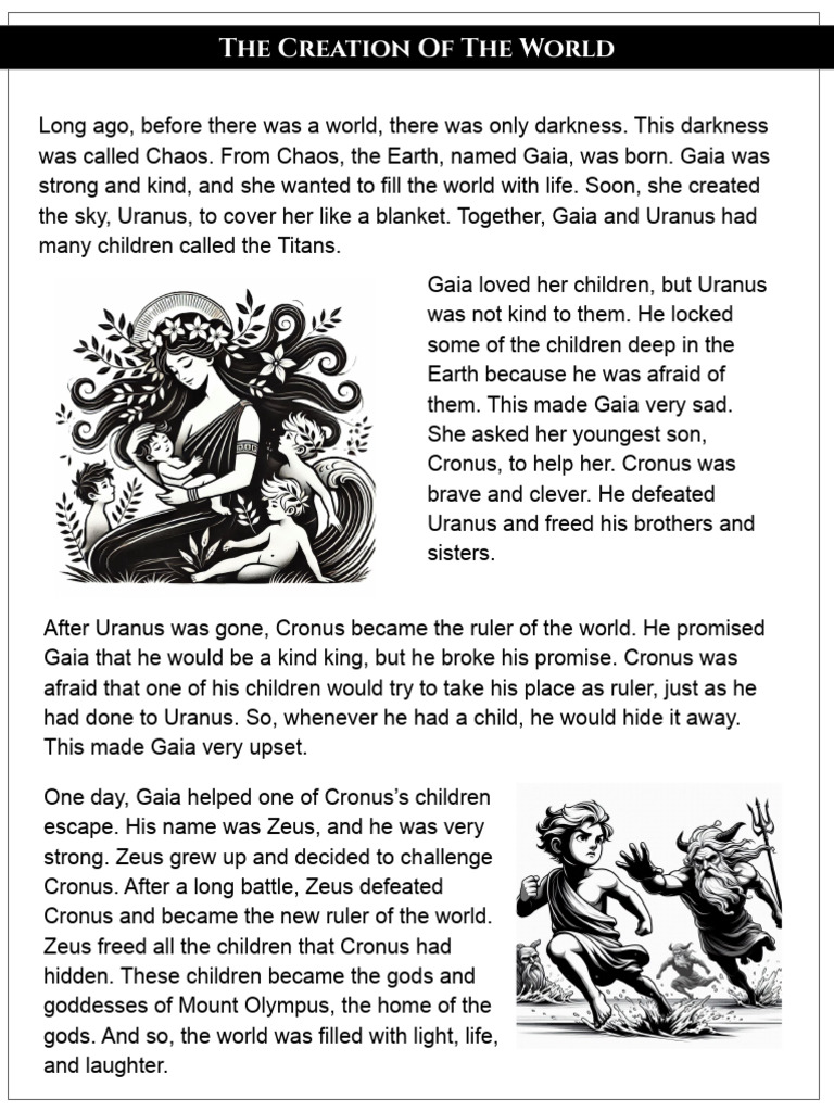 Greek Mythology Reading 1 - The Creation of The World | PDF | Zeus ...