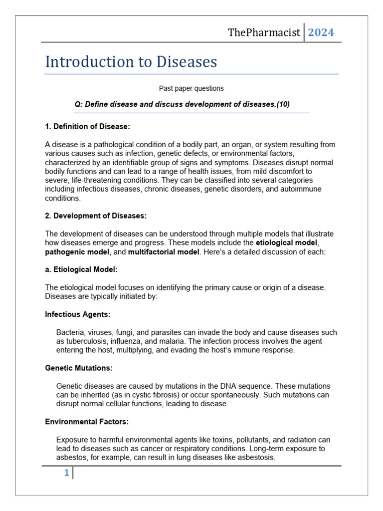 Introduction To Diseases ThePharmacist | PDF | Avian Influenza | Pneumonia