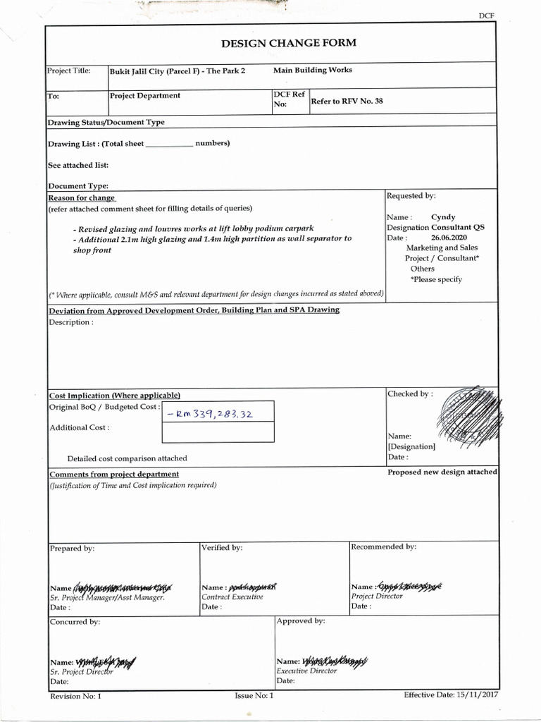 Design Change Form | PDF