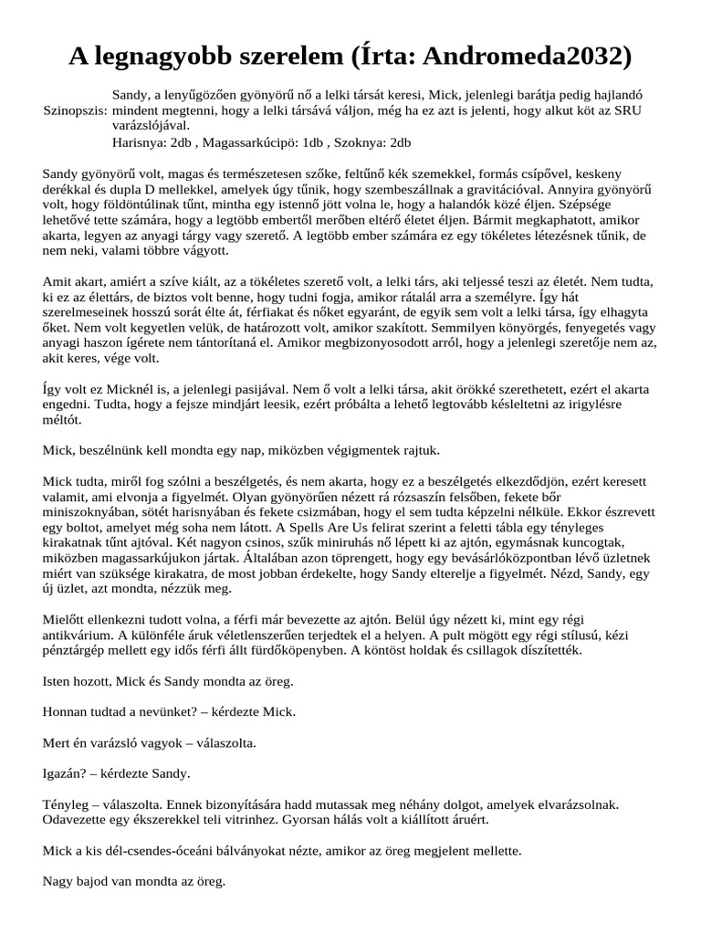 Andromeda2032 - A Legnagyobb Szerelem | PDF