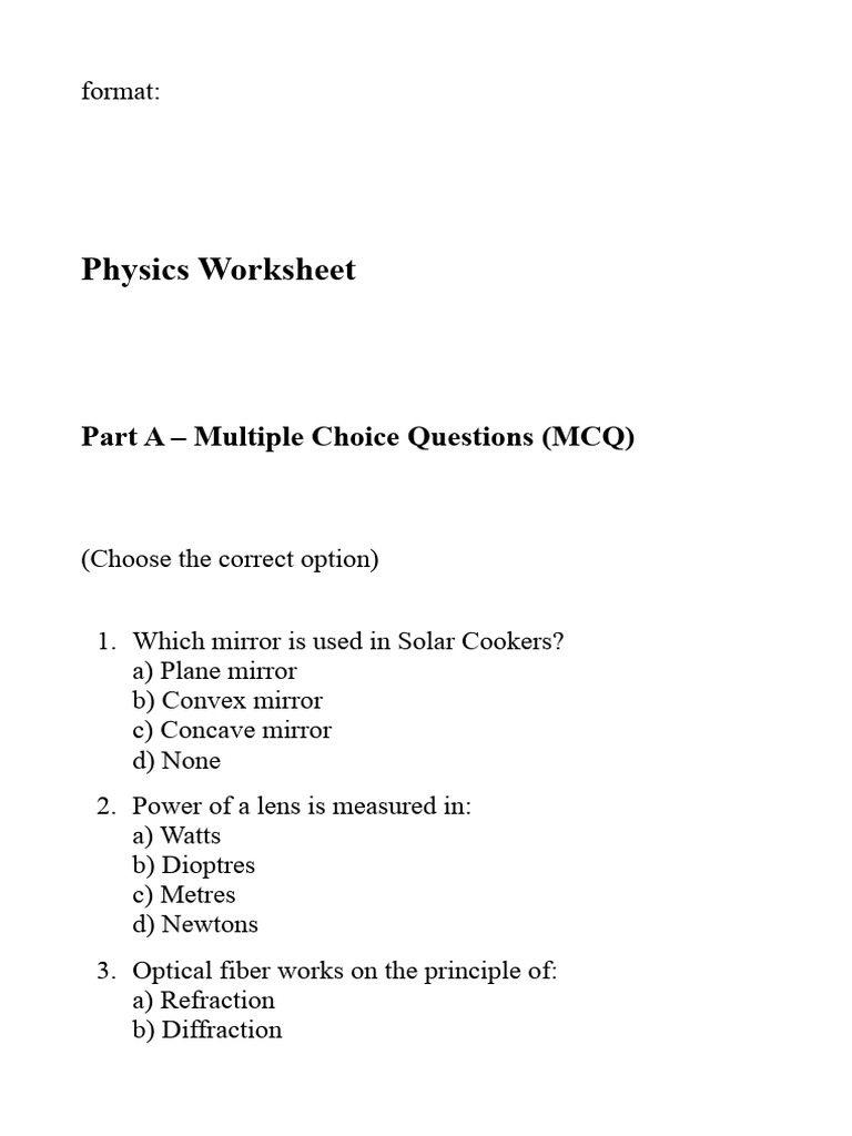 Physics Worksheet | PDF