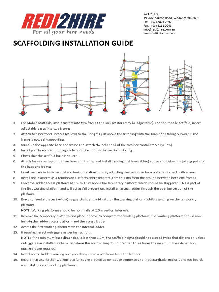 Tuff Scaff Safety and Installation Sheets | PDF | Scaffolding