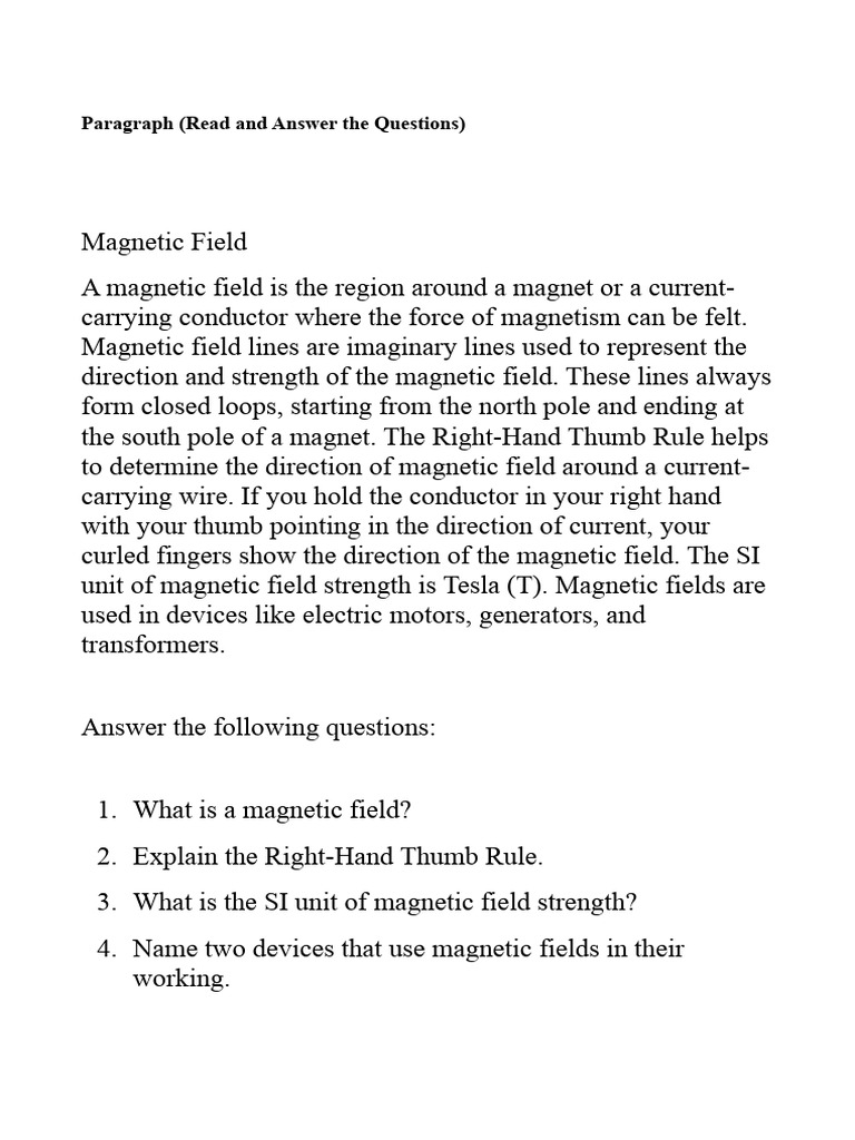 Paragraph Worksheet Class 12 Physics Pseb | PDF