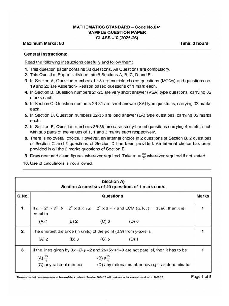 MathsStandard SQP | PDF