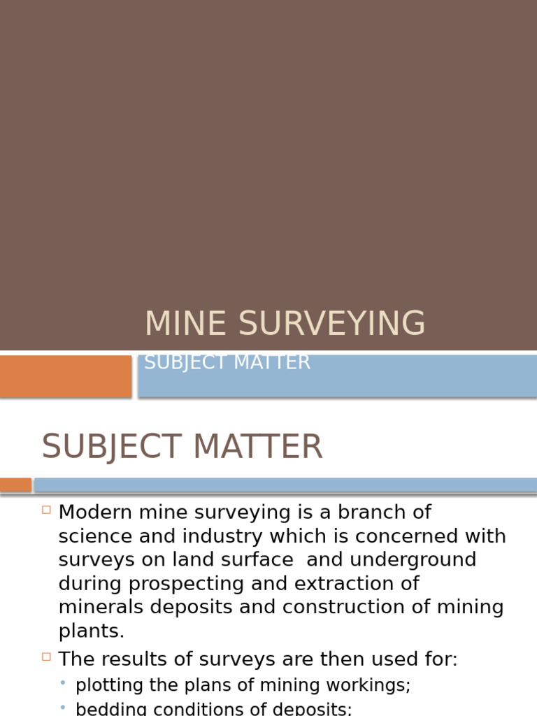 Introduction To Mine Surveying | PDF | Surveying | Mining