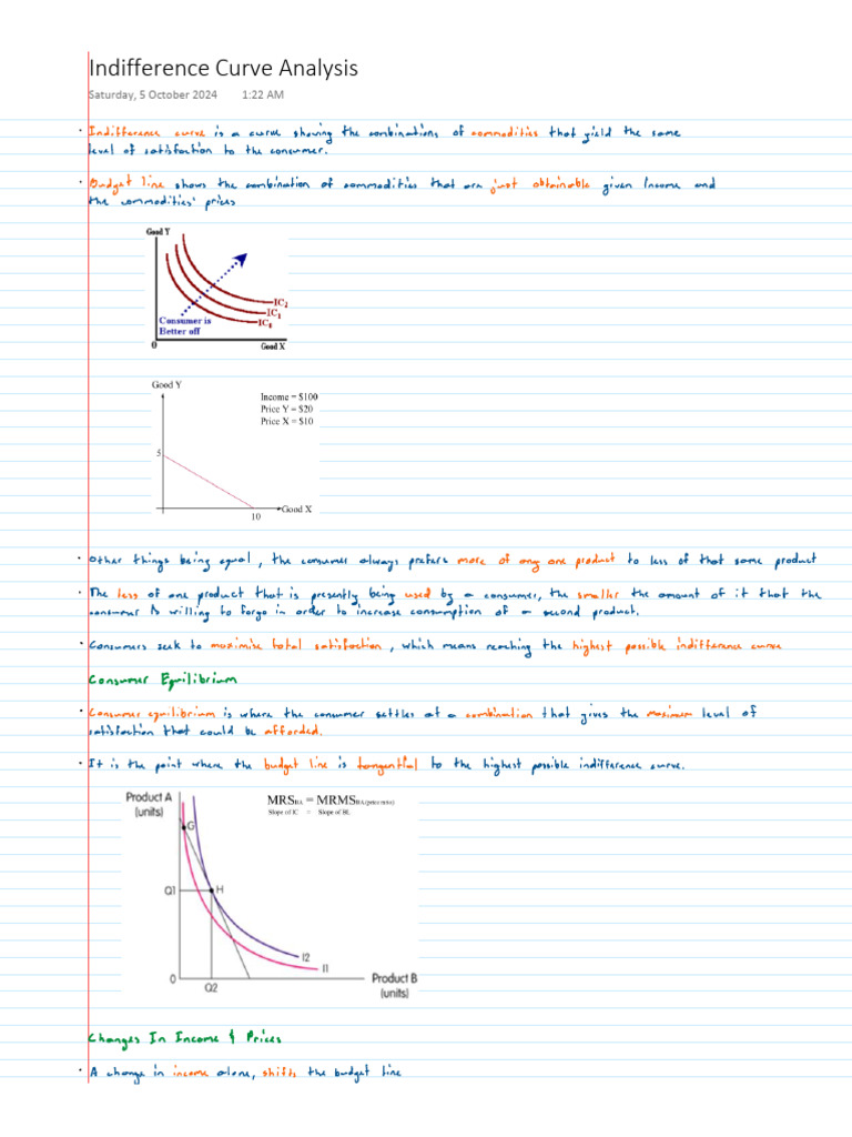 Indifference Curve Analysis | PDF