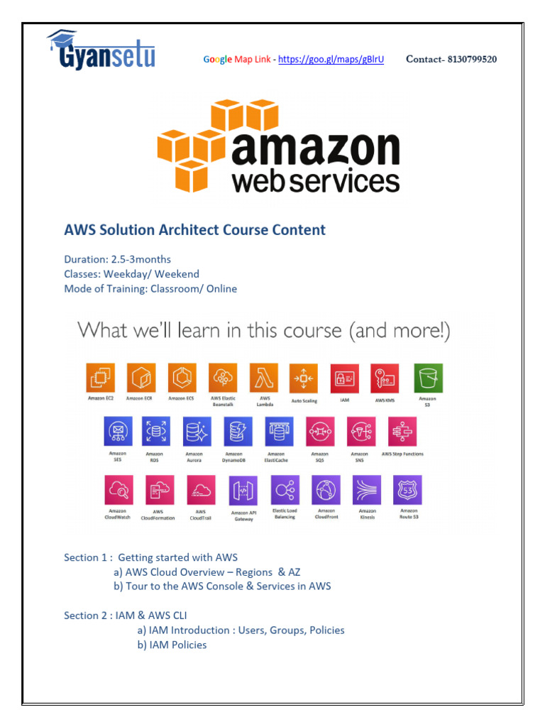 AWS Solution Architect Course Overview | PDF | Amazon Web Services | Ip ...