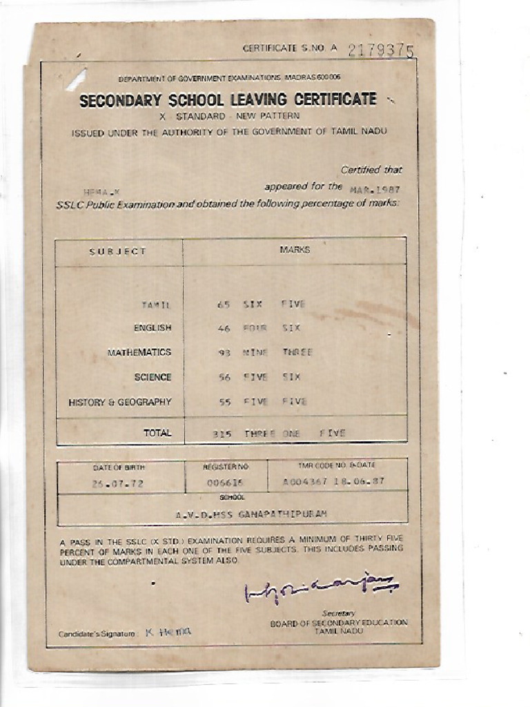 10th Certificate | PDF