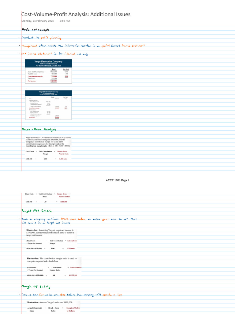 Cost-Volume-Profit Analysis Issues | PDF