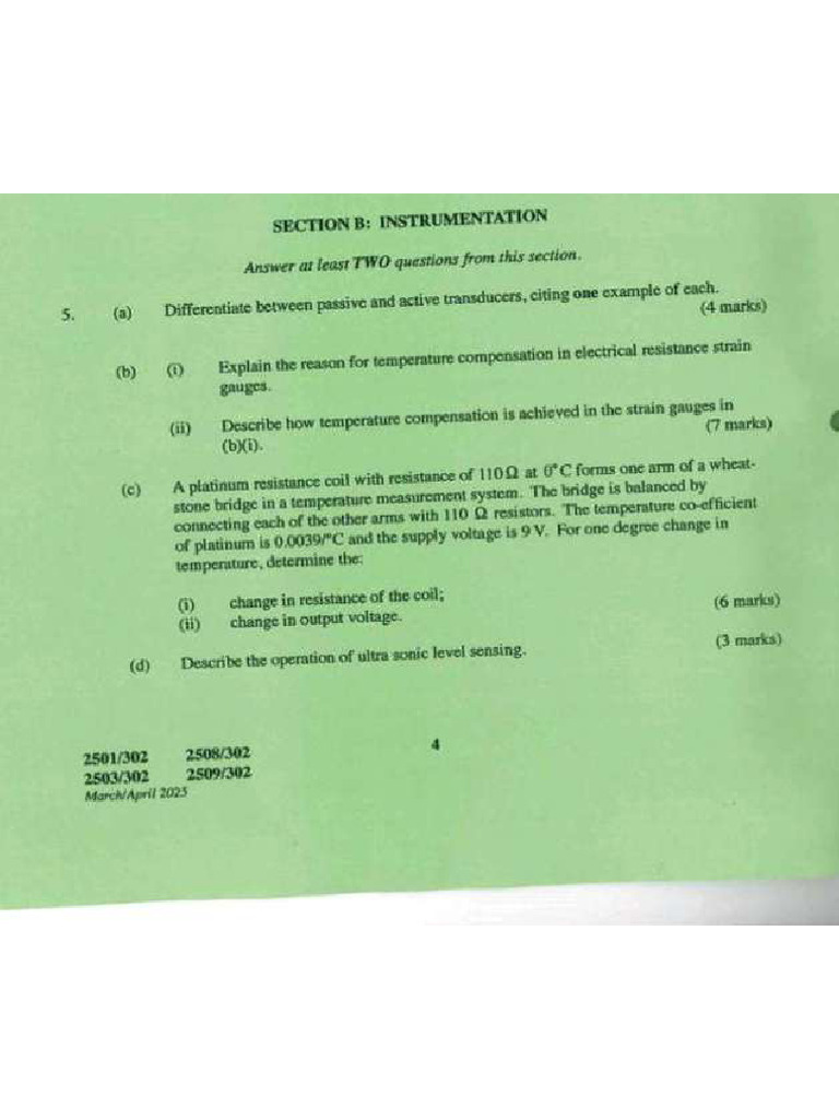 Instrumentation Pastpapers Knec 2025 To 2018 | PDF