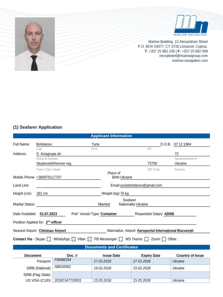 Seafarer CV Template Download | PDF | Résumé | Privacy