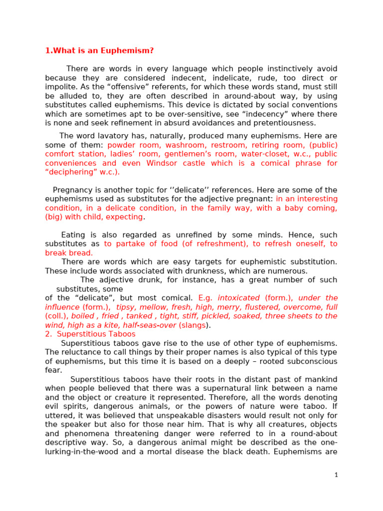 Understanding Euphemisms and Homonyms | PDF | Part Of Speech | Word