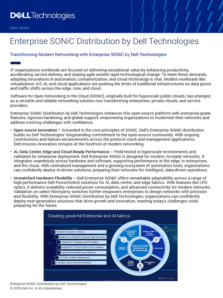 Dell Networking Spec Sheet Sonic | PDF | Cloud Computing | Computer Network