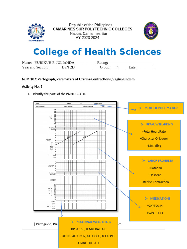 Activity No.1 Partograph Vaginal Exam 1 1 | PDF | Childbirth | Fetus