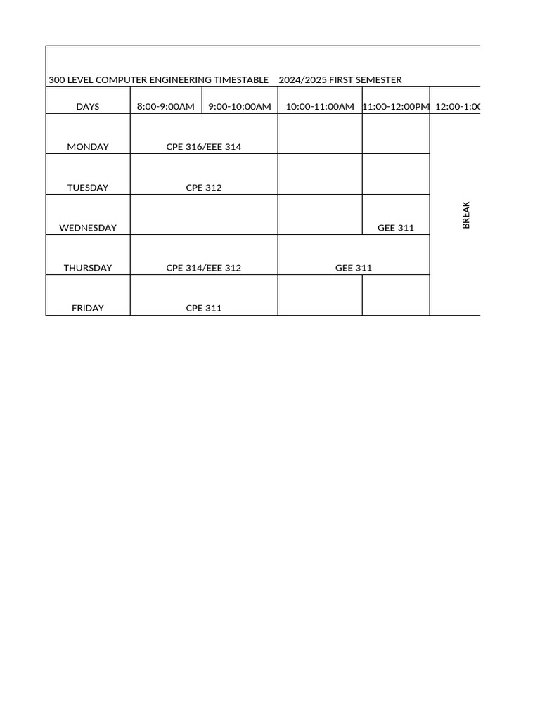 Computer Engineering Time Table | PDF