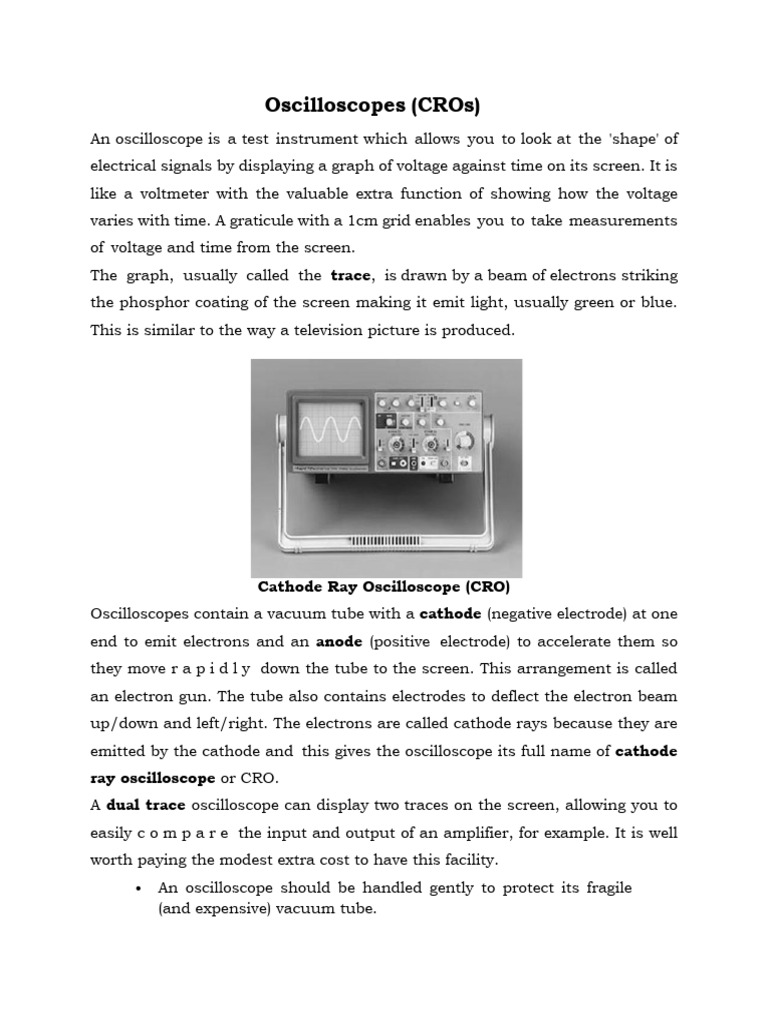 Cathode Ray Oscilloscopes | PDF | Vacuum Tube | Hertz